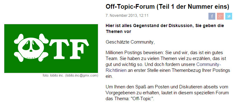 Off-Topic-Forum: Das Original wieder online - CommunityBlog ...