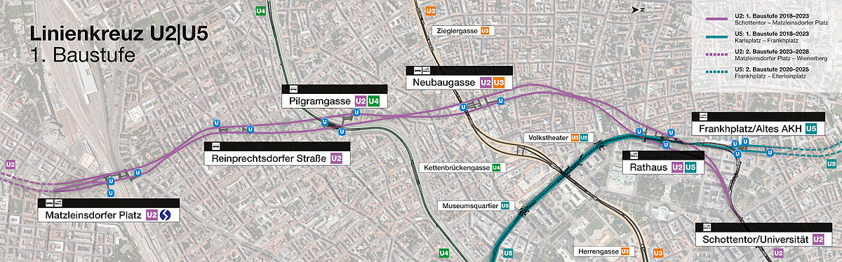 U2/U5 in Wien: Trassen und Stationen des neuen U-Bahn-Kreuzes fixiert ...
